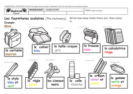 FRENCH-Y3/4- AT SCHOOL:Numbers up to 20/ Numéros de 0 à 20/ School ...