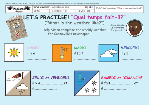 FRENCH- Y3/4-AT SCHOOL- The weather expressions/Les prévisions ...