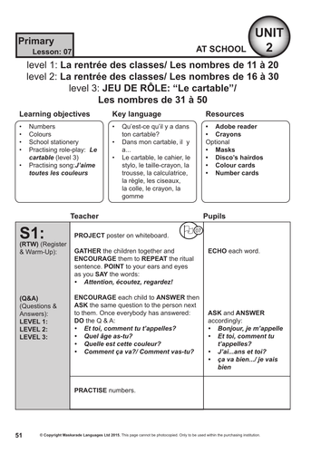 FRENCH-Y4/5-AT SCHOOL: Fournitures scolaires/School stationery/Numbers ...