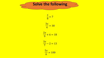 Algebraic equations with decimals and fractions | Teaching Resources