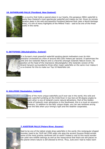 Meanders, waterfalls and features of deposition. | Teaching Resources