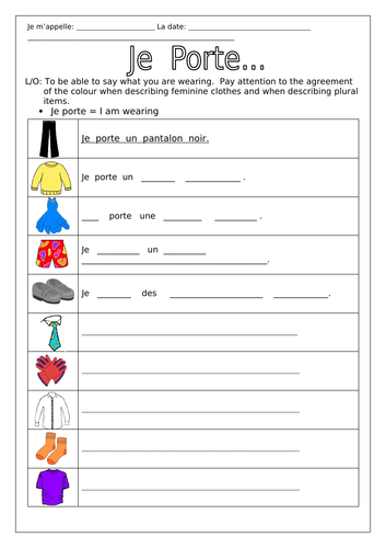 FRENCH - CLOTHES KS3 - Des Vêtements - Worksheets | Teaching Resources