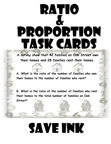 Math Task Cards-Ratio and Proportion-Save Ink | Teaching Resources