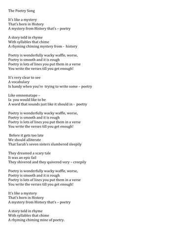 The Poetry Song | Teaching Resources