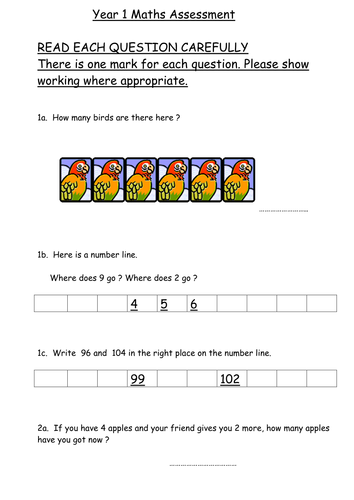 Year 1 Maths Baseline assessment | Teaching Resources