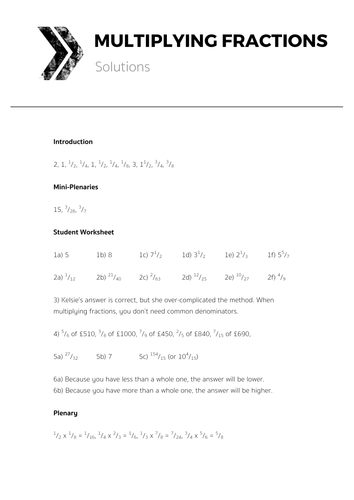 Multiplying Fractions - Complete Lesson | Teaching Resources