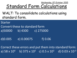 Standard Form Calculation lesson | Teaching Resources