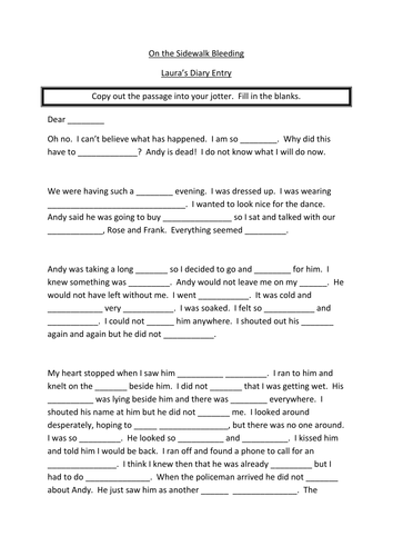 On The Sidewalk Bleeding | Teaching Resources