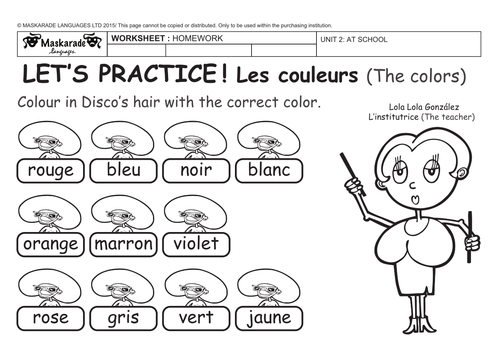 FRENCH-2ND-/3RD GRADES- AT SCHOOL: Colors/ Les couleurs/ Let's sing: J ...