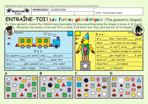FRENCH-4TH/5TH GRADES- AT SCHOOL: Colors/ Les couleurs/ Geometric ...
