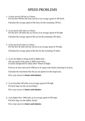 Speed | Teaching Resources