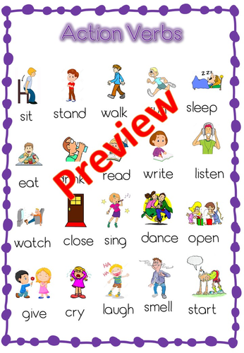 Action Verbs List (Past, present and future) | Teaching Resources