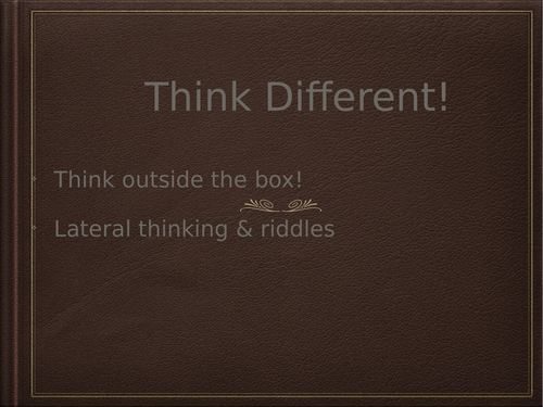 Creative / Lateral thinking / Thinking Outside the Box / Riddles ...