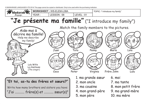 FRENCH - 3rd/4th GRADES - AT SCHOOL: My family/ Desbribing my family ...