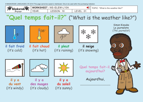 FRENCH-2ND/3RD GRADES - AT SCHOOL: The weather expressions/ What's the ...