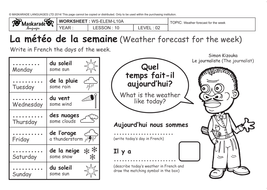 FRENCH - 3RD/4TH GRADES - AT SCHOOL: The days of the week/ Weather ...