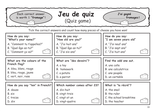 FRENCH - AT SCHOOL UNIT - ASSESSMENT - QUIZ TEST - 2ND TO 3RD GRADES ...
