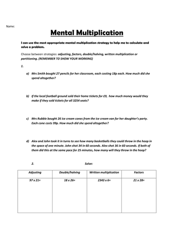 Mental Multiplication Strategies | Teaching Resources