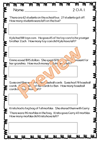 Grade 2 Math Booklet (Addition, subtraction, word problems and arrays ...