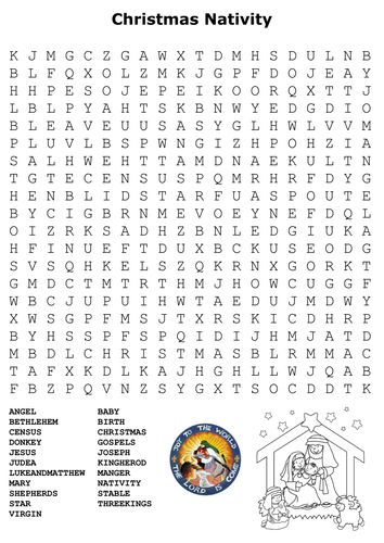 Christmas Nativity Word Search and Color | Teaching Resources