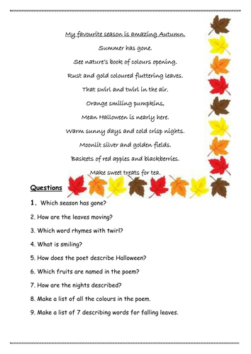 Autumn Poetry | Teaching Resources