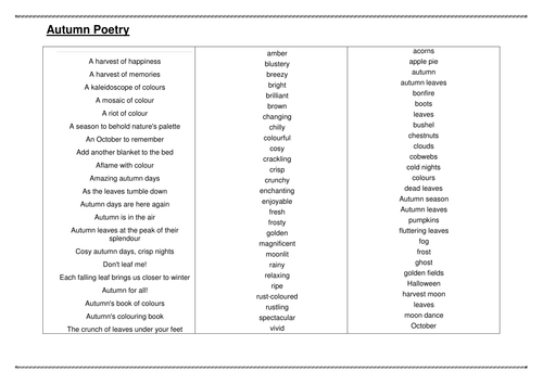Autumn Poetry | Teaching Resources