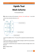 AS Level Biology - Lipids TEST and MARK SCHEME | Teaching Resources
