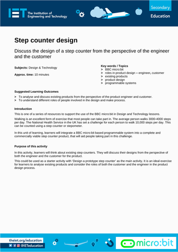Pedometer design | Teaching Resources