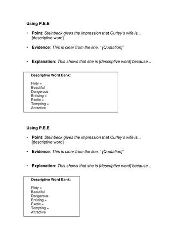 Of Mice and Men- Analysing Character | Teaching Resources