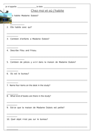 FRENCH - Chez moi et où j'habite - Worksheets | Teaching Resources