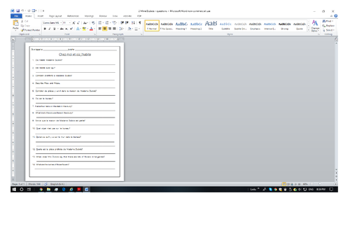 FRENCH - Chez moi et où j'habite - Worksheets | Teaching Resources