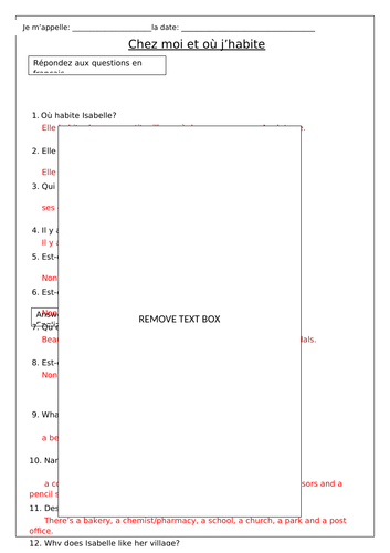 FRENCH - Chez moi et où j'habite - Worksheets | Teaching Resources