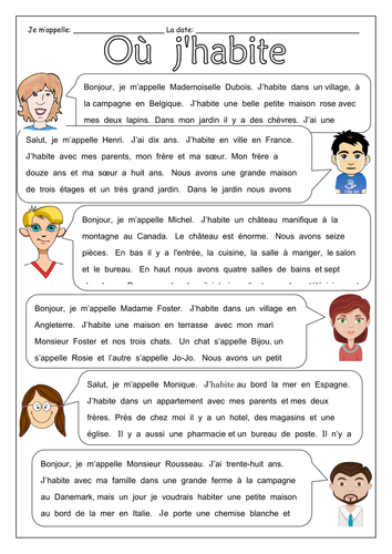 FRENCH - Where I live - Où j'habite - Revision - Worksheets | Teaching ...
