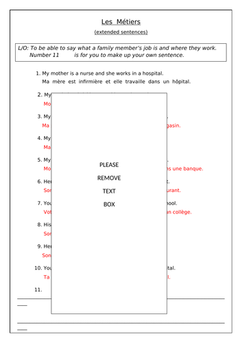 FRENCH - Jobs - Les Métiers - Worsheets | Teaching Resources