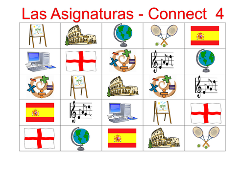 FRENCH-SPANISH-GERMAN - School Subjects - Connect 4 | Teaching Resources