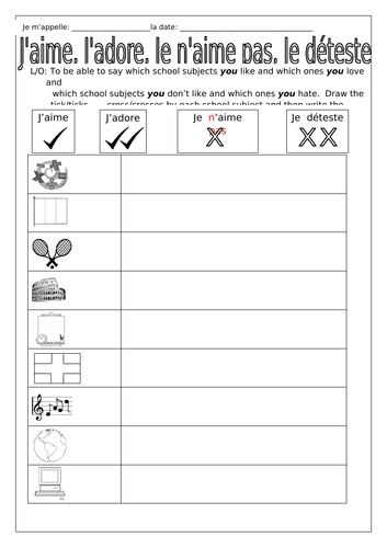 FRENCH - School Subjects - Les Matières Scolaires - Worksheets ...