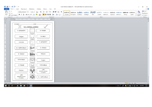 FRENCH - School Subjects - Les Matières Scolaires - Worksheets ...