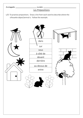 An introduction to FRENCH PREPOSITIONS - worksheets | Teaching Resources