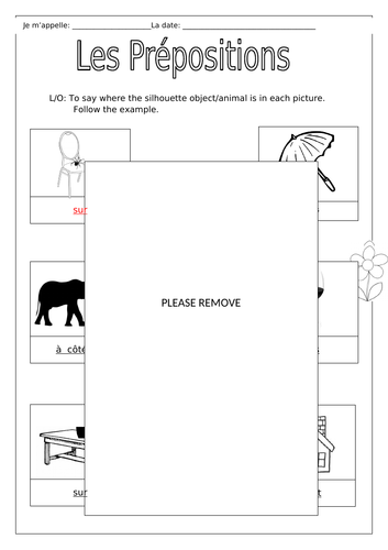 An introduction to FRENCH PREPOSITIONS - worksheets | Teaching Resources