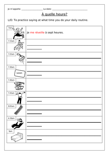 FRENCH - Reflexive Verbs - Tous les Jours... Worksheets | Teaching ...