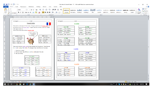 An introduction to FRENCH verbs - Worksheets | Teaching Resources