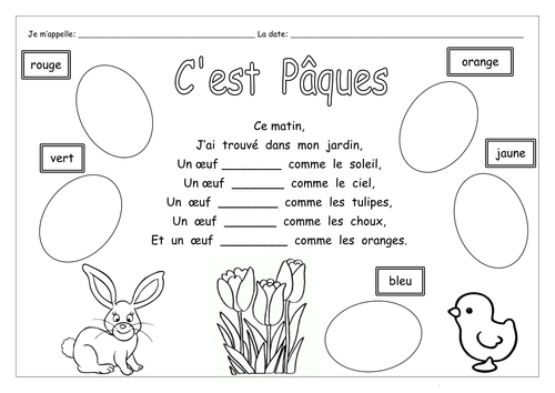 FRENCH - Easter - C'est Pâques - Poem - Worksheets | Teaching Resources