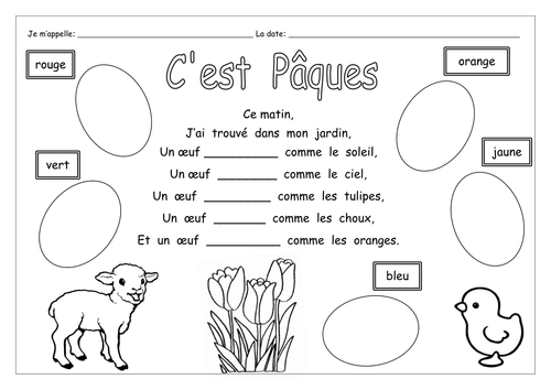 FRENCH - Easter - C'est Pâques - Poem - Worksheets | Teaching Resources