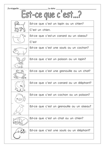 FRENCH - Animals - Les Animaux - Activity Booklet - Worksheets ...