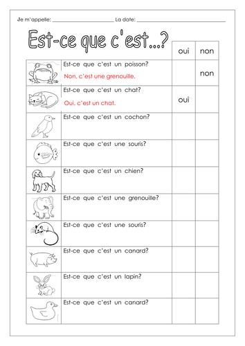 FRENCH - Animals - Les Animaux - Activity Booklet - Worksheets ...