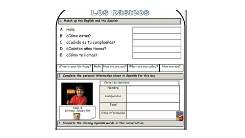 Personal Information Spanish (Los básicos) | Teaching Resources