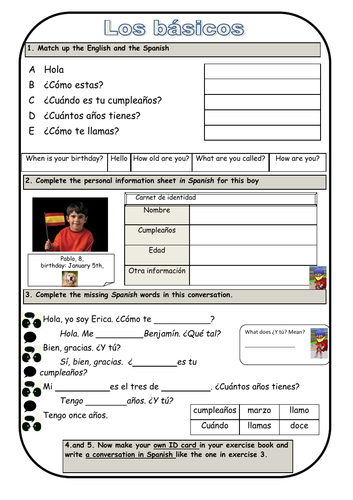 Personal Information Spanish (Los básicos) | Teaching Resources