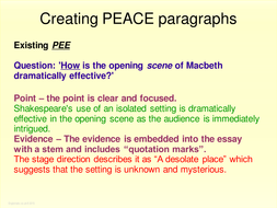 Literature: Macbeth - Shakespeare - PEACE paragraph for GCSE English ...