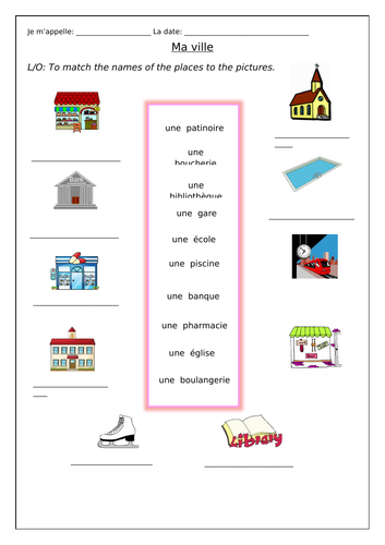 FRENCH - In my town - Dans ma ville - Worksheets | Teaching Resources
