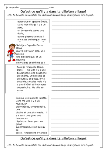 FRENCH - In my town - Dans ma ville - Worksheets | Teaching Resources